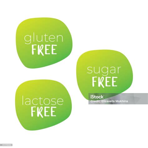 글루텐 설탕 유당 무료 벡터 아이콘 녹색 그라데이션 기호입니다 식품 제품 스티커 패키지 라벨 다이어트 디자인 절연 요소에 대한 일러스트 기호 글루텐이 들어 있지 않은에 대한