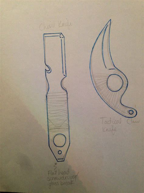 Chisel Knife Concept With Flathead Screwdriver And Rope Cutter