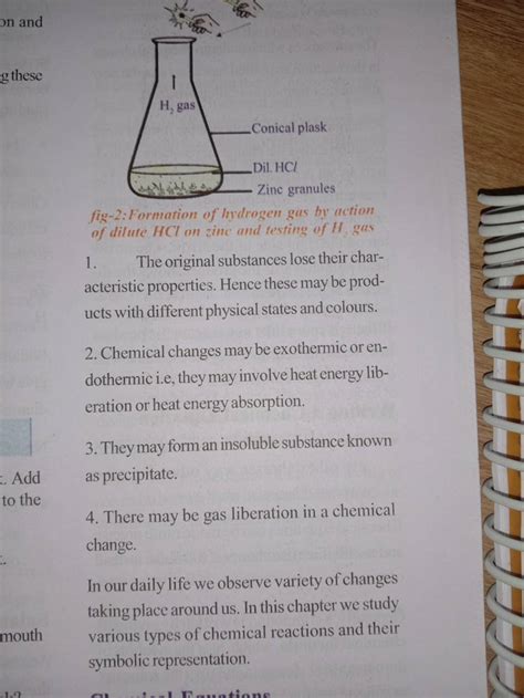 Fig 2formation Of Hydrogen Gas By Action Of Dilufe Hcl On Zinc And Testi