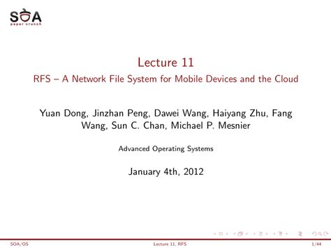 PDF RFS A Network File System For Mobile Devices And The Cloud