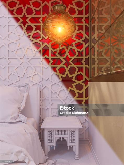 3d 그림 이슬람 스타일의 침실 인테리어 디자인입니다 제품의 프리젠 테이션 영감 또는 디자인을위한 이미지 실내에 대한 스톡 사진 및 기타 이미지 Istock