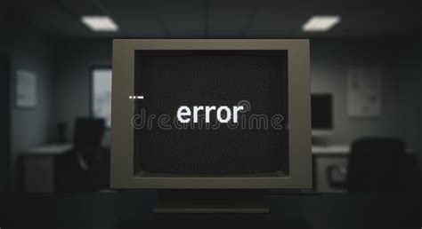 Retro Error Pixelated Error On An Old Computer Screen In A Dark Office Vintage Tech Glitch