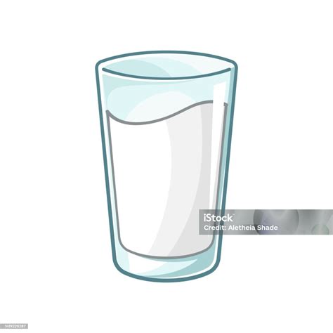 우유 클립 아트 요소의 키 큰 유리 귀여운 심플한 플랫 벡터 일러스트 디자인 바닐라 우유 맛 요구르트 유제품 음료 인쇄 기호