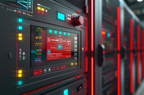 Premium Photo Close Up Of A Server Rack With A Touch Screen Interface