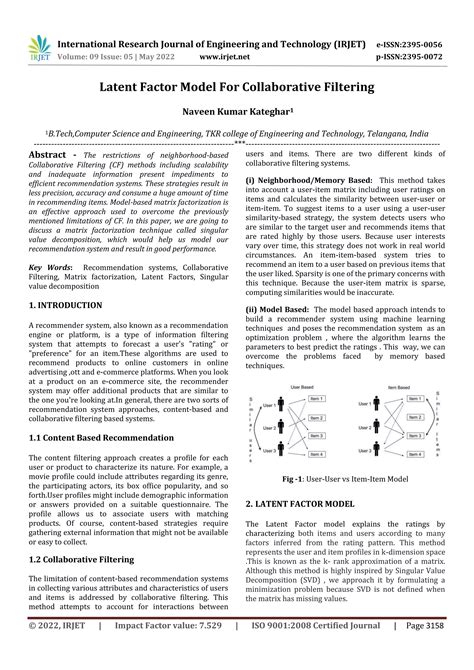 Latent Factor Model For Collaborative Filtering Pdf