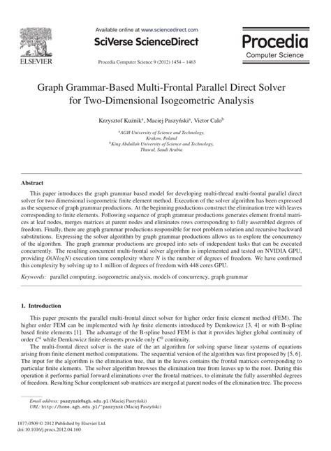 Pdf Graph Grammar Based Multi Frontal Parallel Direct Solver For Two Dimensional Isogeometric