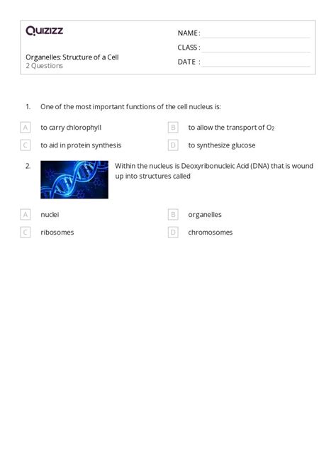 50 Structure Of A Cell Worksheets For 9th Grade On Quizizz Free