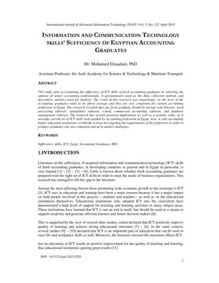 INFORMATION AND COMMUNICATION TECHNOLOGY SKILLS' SUFFICIENCY OF ...