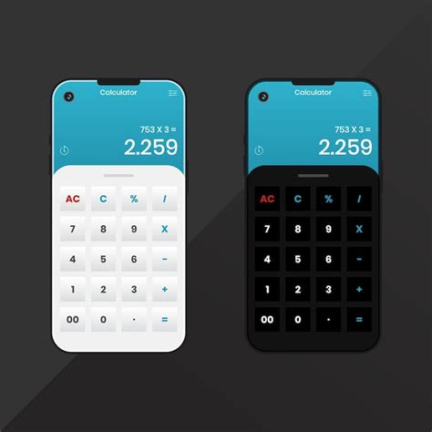 멋진 드폰 외모의 계산기 Ui 디자인 프리미엄 벡터