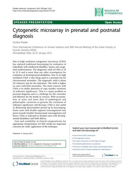 Pdf Cytogenetic Microarray In Prenatal And Postnatal Diagnosis