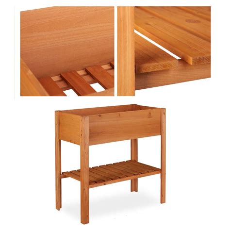 Wholesale Outdoor Garden Rectangular Planter Box Flower Pot Raised Wooden Planter With Shelf