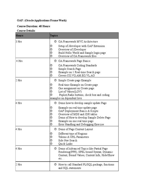 Oa Framework Training Contents Pdf Computing Plsql