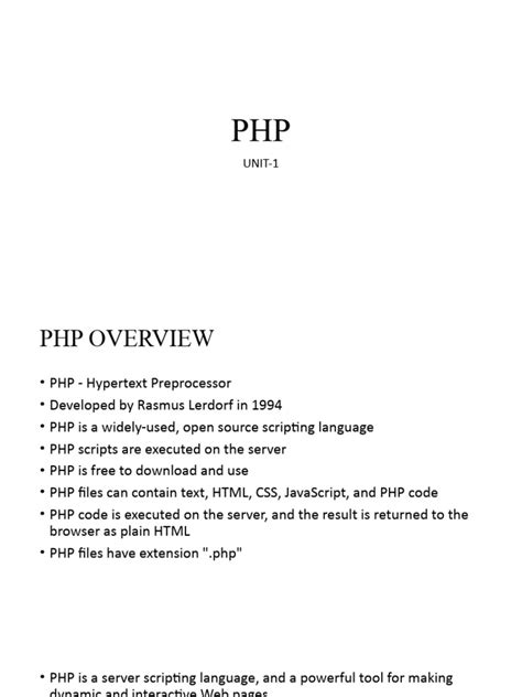 Php Unit I Full Pdf