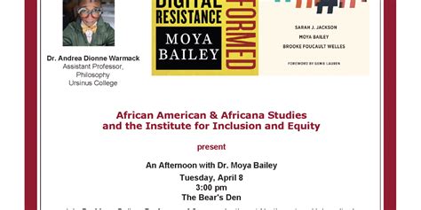 An Afternoon With Dr Moya Bailey Calendar Ursinus College