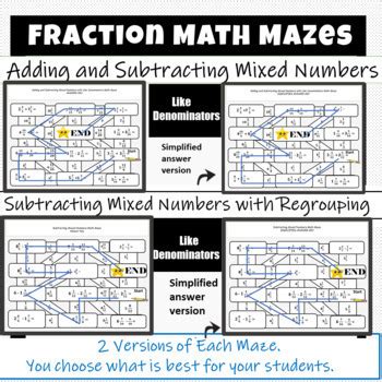 Add Subtract Fractions Mixed Numbers Like Denominators Activity