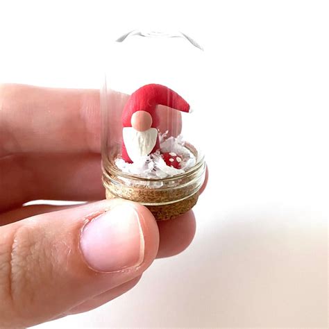 Winter Gnome In A Dome Tiny Santa Tiny Gnome Mini Gnome Christmas Gnome Tiny Santa Gnome