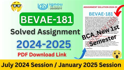 BEVAE 181 Solved Assignment 2024 25 Free PDF BEVAE 181 Solved Assignment 2024 25 YouTube