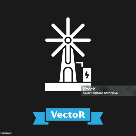 검은 색 배경에 격리 된 흰색 풍력 터빈 아이콘입니다 풍력 발전기 기호입니다 전력 생산을 위한 풍차 벡터 일러스트레이션 개념에 대한 스톡 벡터 아트 및 기타 이미지 Istock