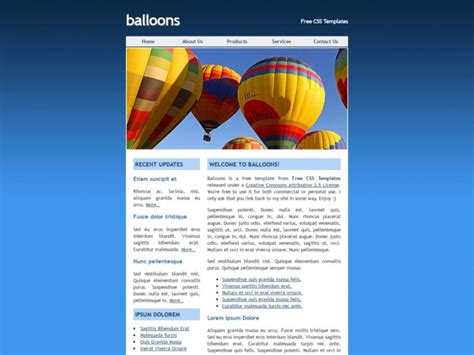 Free Htmlcss Templates For Downloading Balloons Free Html Templates