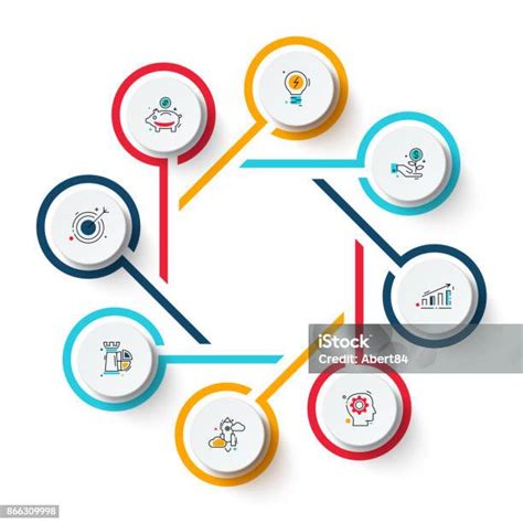 Infographic 위한 벡터 원 요소입니다 주기형 다이어그램 그래프 프레 젠 테이 션 및 원형 차트에 대 한 템플릿 8 옵션