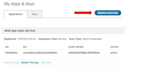 Application Registration Services Api Cisco Devnet