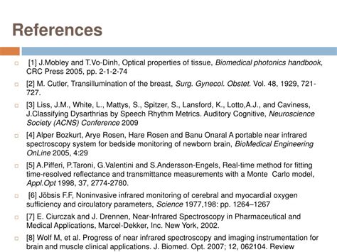 Ppt Non Invasive Tissue Oximetry Using Reflection Mode Near Infrared Spectroscopy System