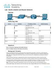 ANSWER Lab Build A Switch And Router Network Docx Lab Build A Switch And Router