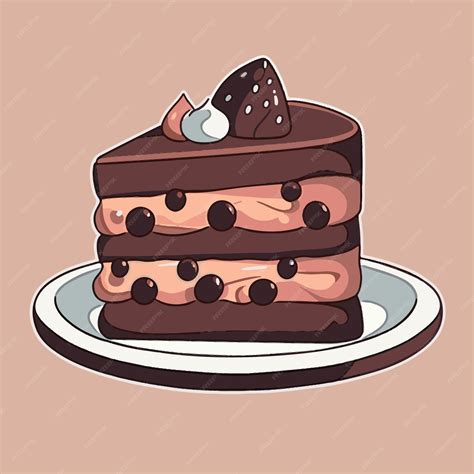 Premium Vector A Drawing Of A Piece Of Chocolate Cake With Chocolate