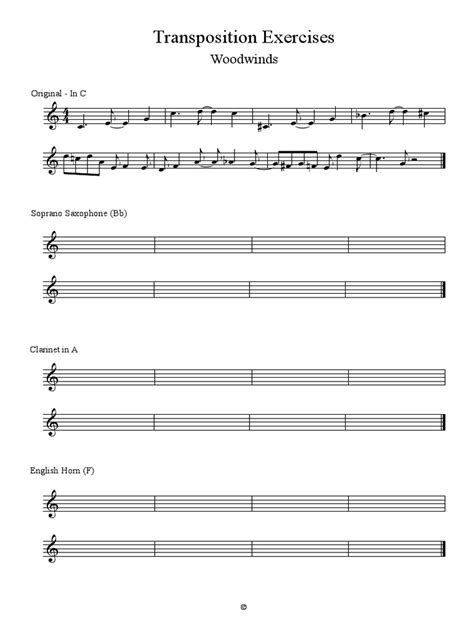 Transposition Exercises Woodwindspdf
