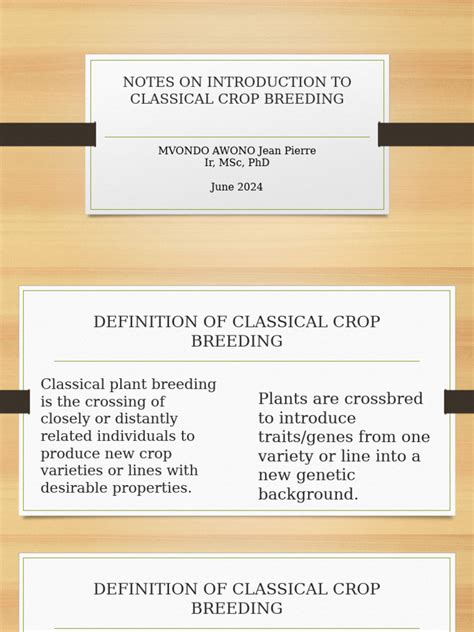 Introduction To Classical Crop Breeding 2024 Pdf Plant Breeding