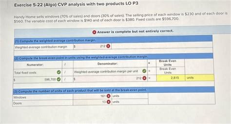 solved exercise 5 22 algo cvp analysis with two products