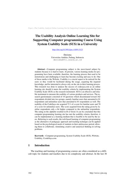 Pdf Paper The Usability Analysis Online Learning Site For Supporting
