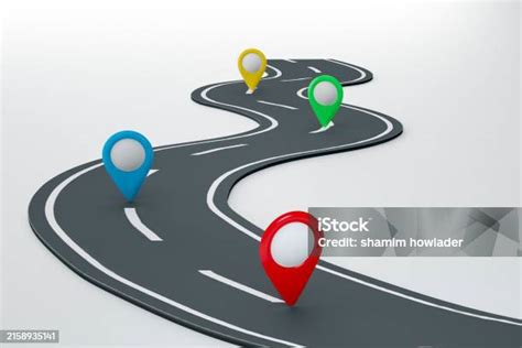 목적지에 대 한 3d 현실적인 위치지도 핀 Gps 포인터 마커 벡터 일러스트 레이 션 2명에 대한 스톡 사진 및 기타 이미지 2명 3차원 형태 거리 Istock