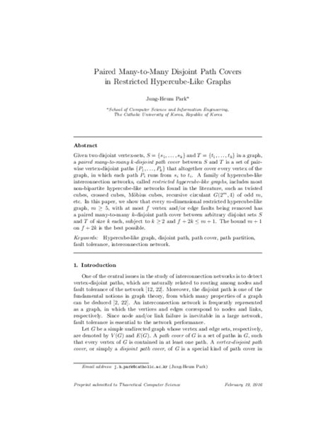 Pdf Paired Many To Many Disjoint Path Covers In Restricted Hypercube