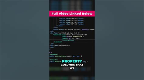 quick grid property columns blazor dotnetcore youtube