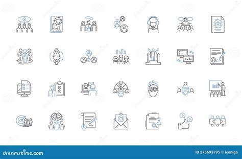 Sales Strategy Line Icons Collection Tactics Prospecting Conversion