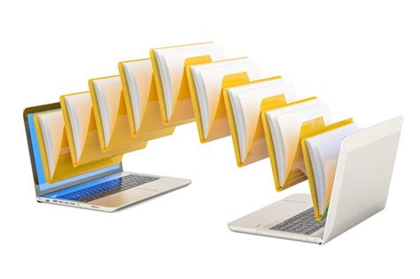 Premium Photo Data Transfer Between Laptops 3d Rendering