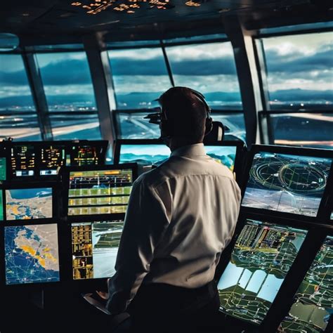 Premium Ai Image Air Traffic Controller Safeguarding Skies Ensuring Precision In Aviation