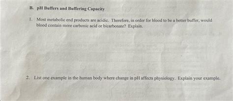 Solved B PH Buffers And Buffering Capacity Most Chegg Com