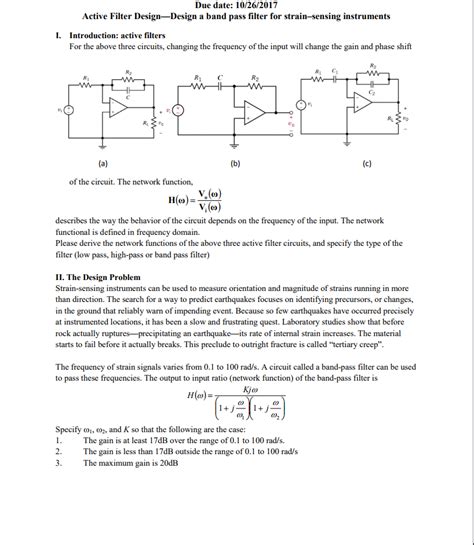 Solved Due Date Active Filter Design Design A Chegg