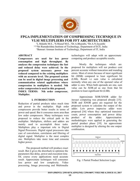 Pdf Fpga Implementation Of Compressing Technique In Vlsi Multipliers