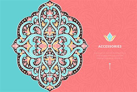 분홍색과 청록색 패턴 벡터 만다라 템플릿 황금 디자인 요소 전통적인 터키 인도 모티프 직물 및 섬유 벽지 포장 또는 원하는 아이디어에 적합합니다 인도 인도아 대륙에 대한