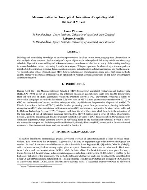 pdf maneuver estimation from optical observations of a spiraling