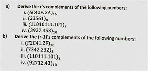 for r s complement use r n n formula where r is