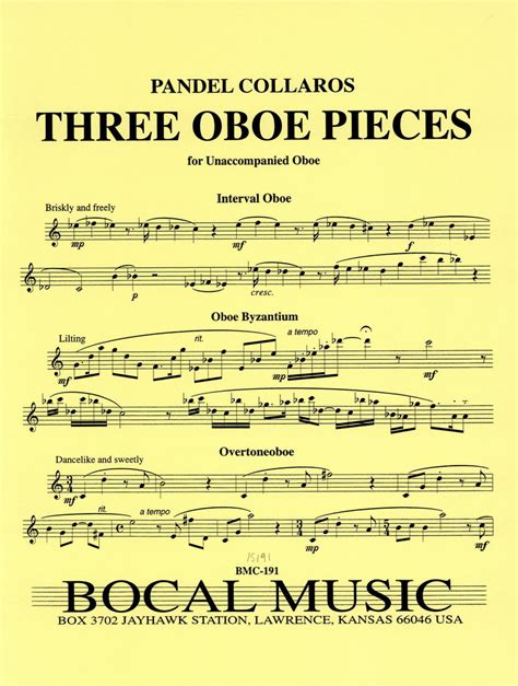 Three Oboe Pieces Solo Ob Trevco Music