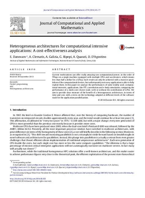 Pdf Heterogeneous Architectures For Computational Intensive Applications A Cost Effectiveness