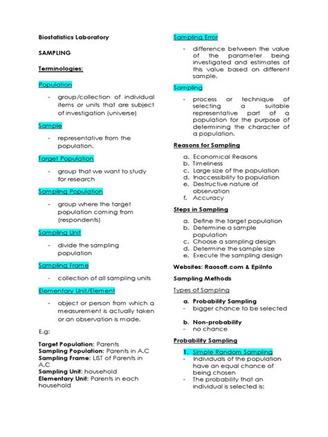 Biostatistics Laboratory Sampling Pdf Stratified Sampling Sampling Statistics