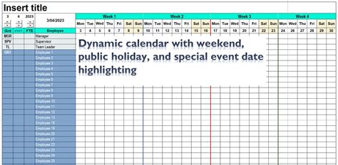 Professional Excel Roster Template Rotating Shift Planner For Staff Management Etsy
