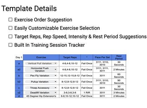 Training Session Template for Personal Trainer's