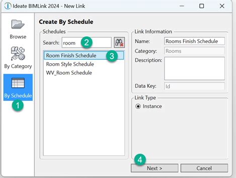 Ideate BIMLink For Room Finish Schedules
